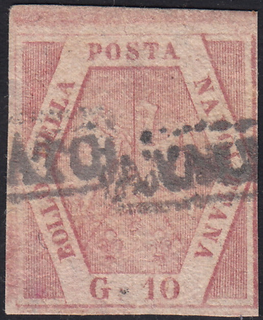PV60_547 - 1858 - Stemma delle Due Sicilie, 10 grana rosa carminio chi ...