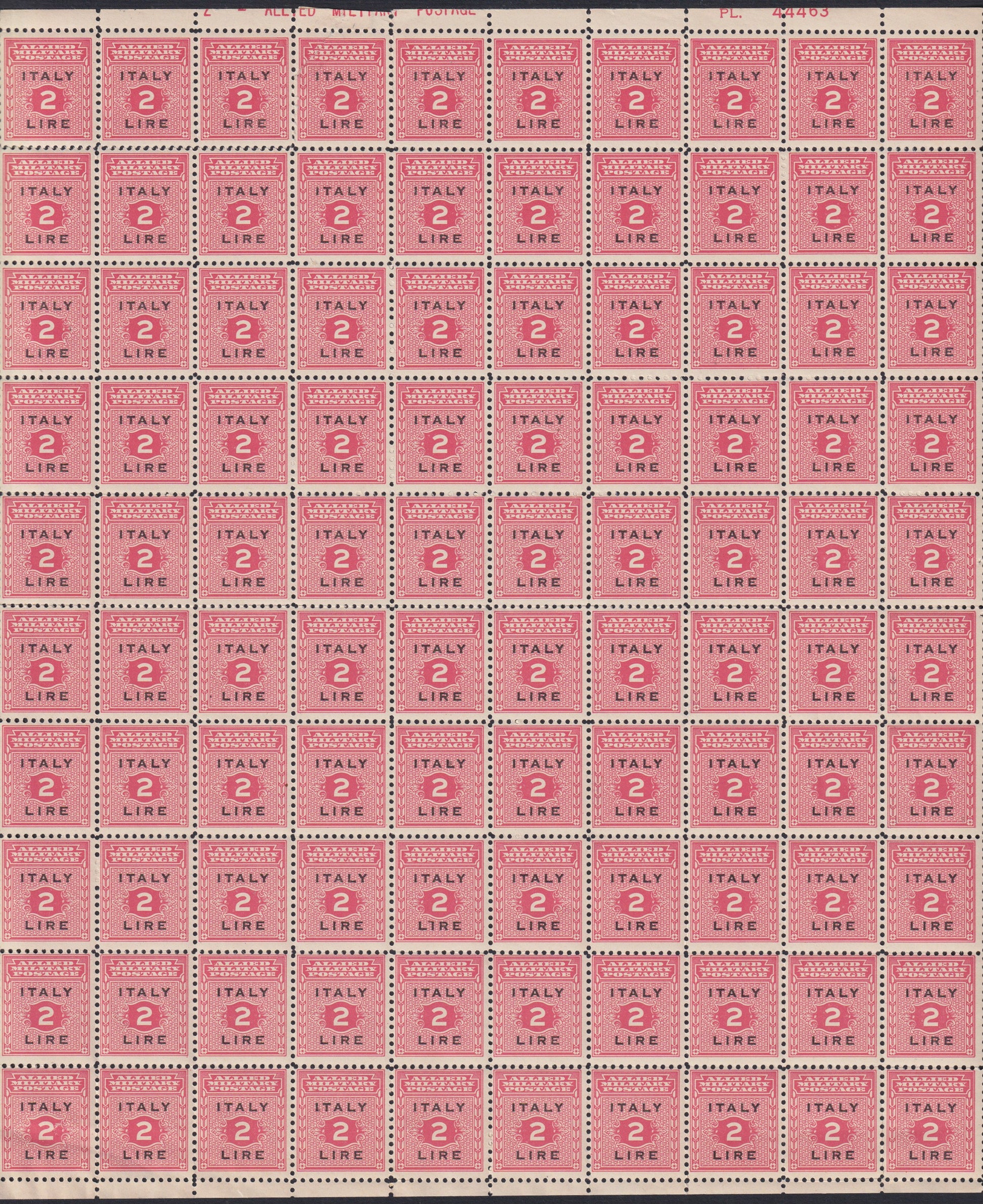 AMGOT1 - 1943 Occupazione Anglo-Americana della Sicilia, L. 2 carminio ...