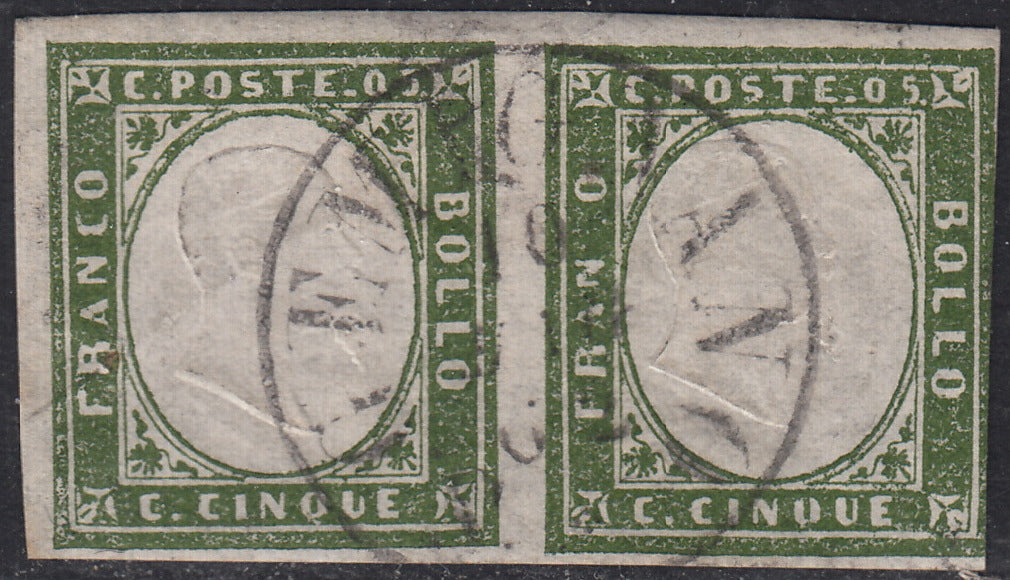 1860 - 1/2 dark blue tornese called "Croce di Savoia" used in the IL P ...