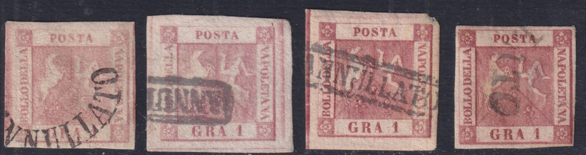1858 - Kingdom of Naples 20 grana brownish pink I table used with orig ...