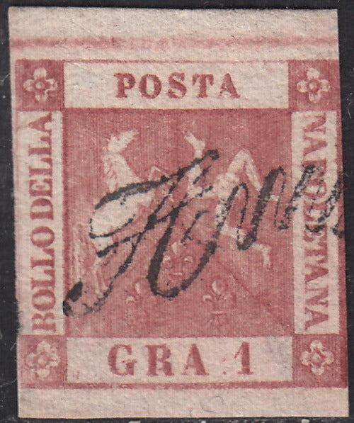 PV60_479 - 1858 - Stemma delle Due Sicilie, 1 grano carminio vivo II t ...